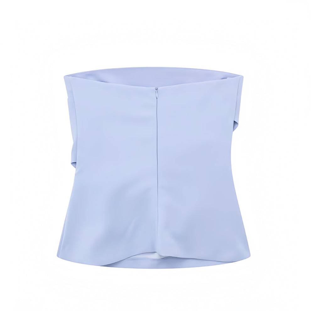 Women's Light Blue Bodycon Corset Ruched Strapless Cami Tank Tube Top ...