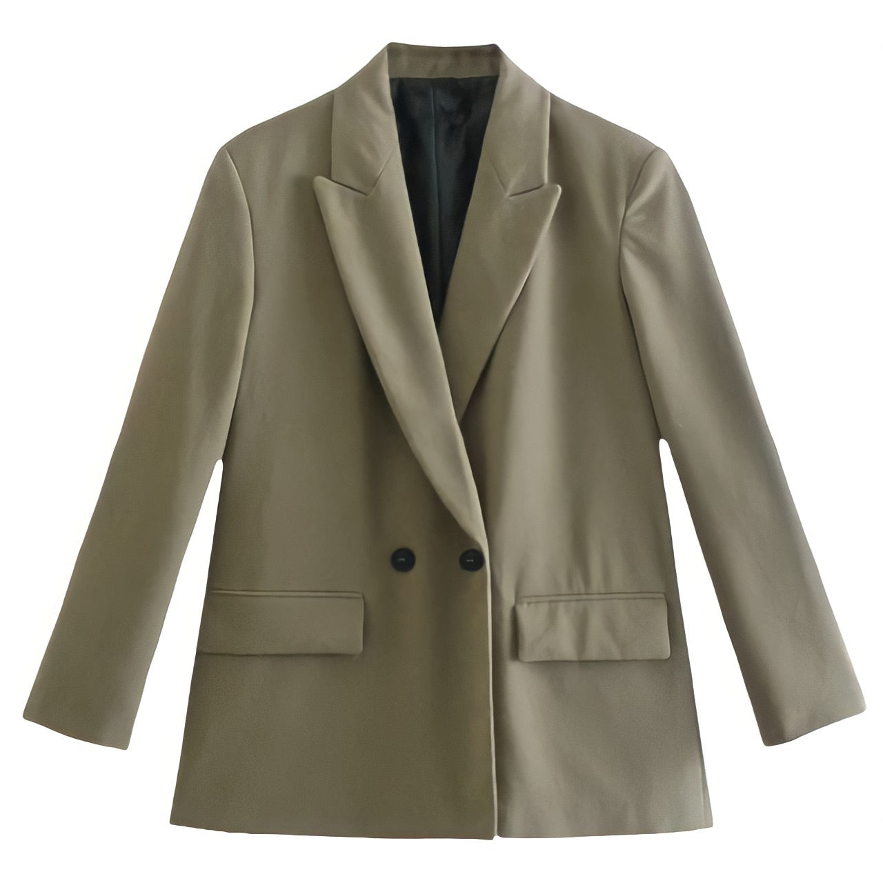 Olive Green Tailored Blazer Jacket | Long Sleeve Double Breasted Coat ...